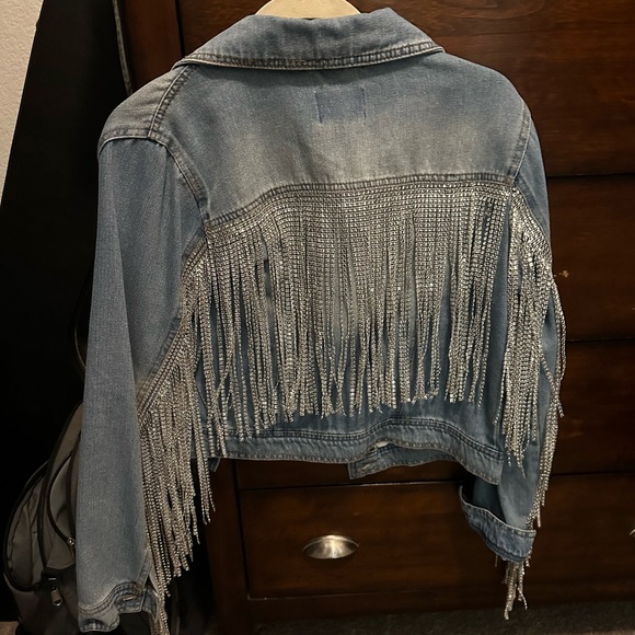 Jackets & Coats | Rhinestone Fringe Denim Jacket | Poshmark